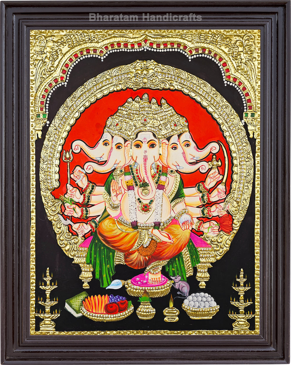 Panchamuga Ganesha Tanjore Painting